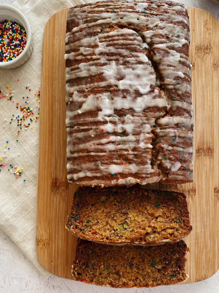 Birthday Cake Banana Bread - Something Nutritious