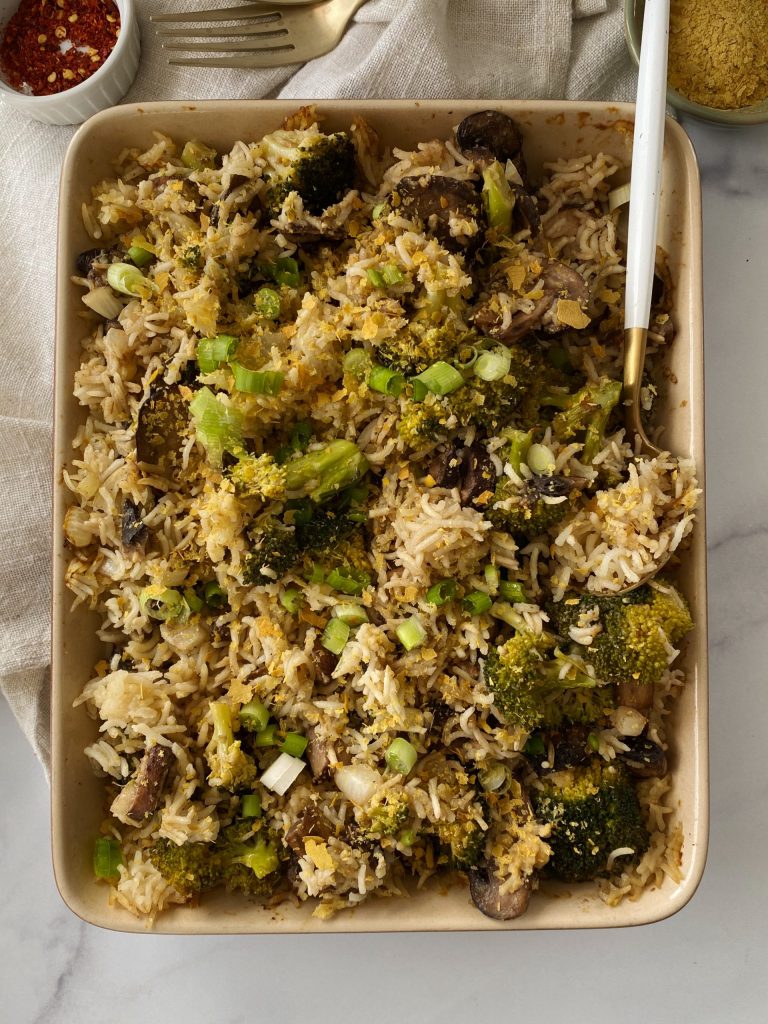 Mushroom Broccoli Rice Bake - Something Nutritious