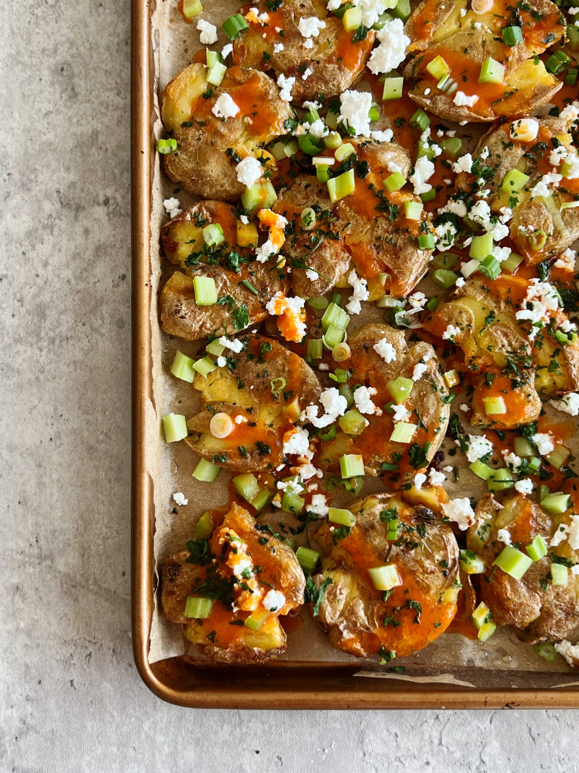 Buffalo Smashed Potatoes - Something Nutritious