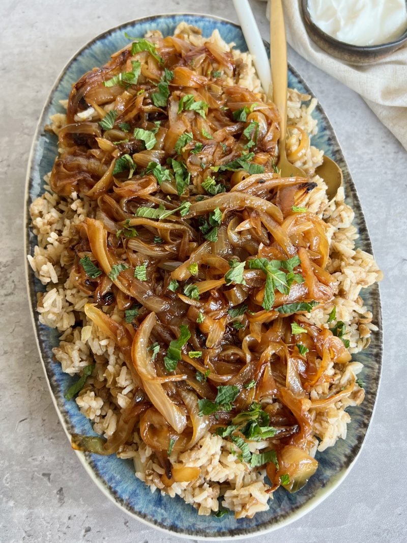 Mujadara (Rice and Lentils) - Something Nutritious