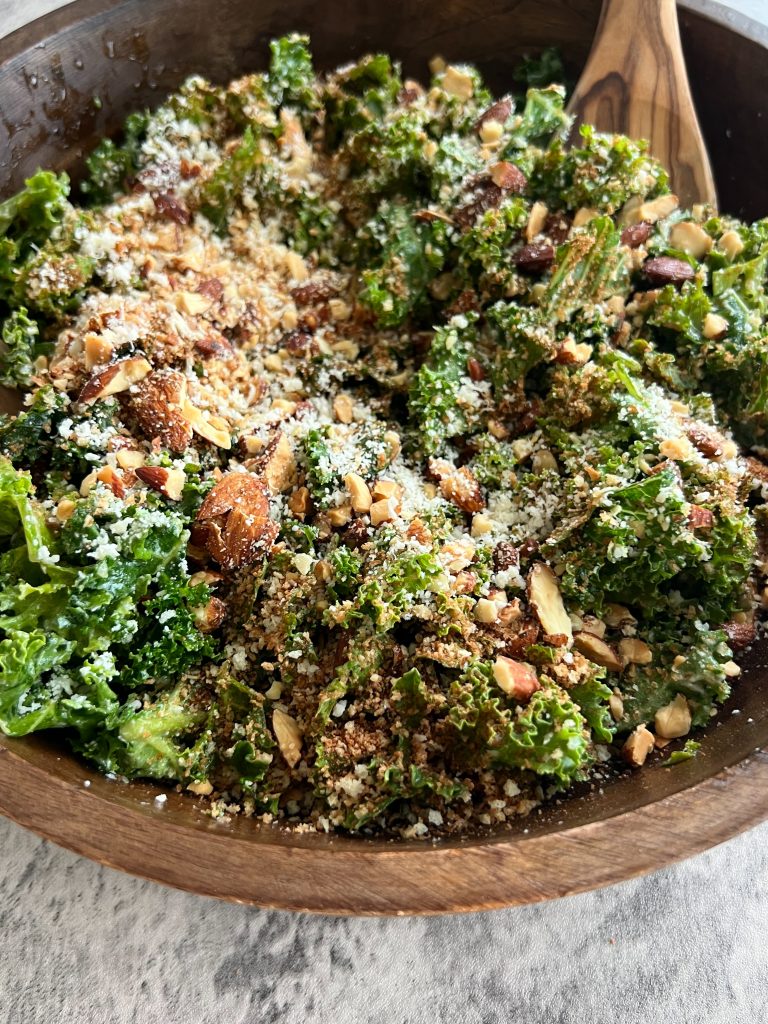 Crunchy Parmesan Kale Salad - Something Nutritious