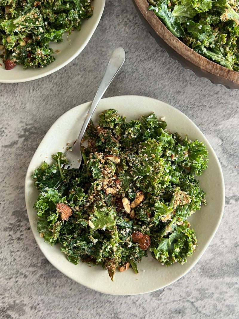 Crunchy Parmesan Kale Salad - Something Nutritious
