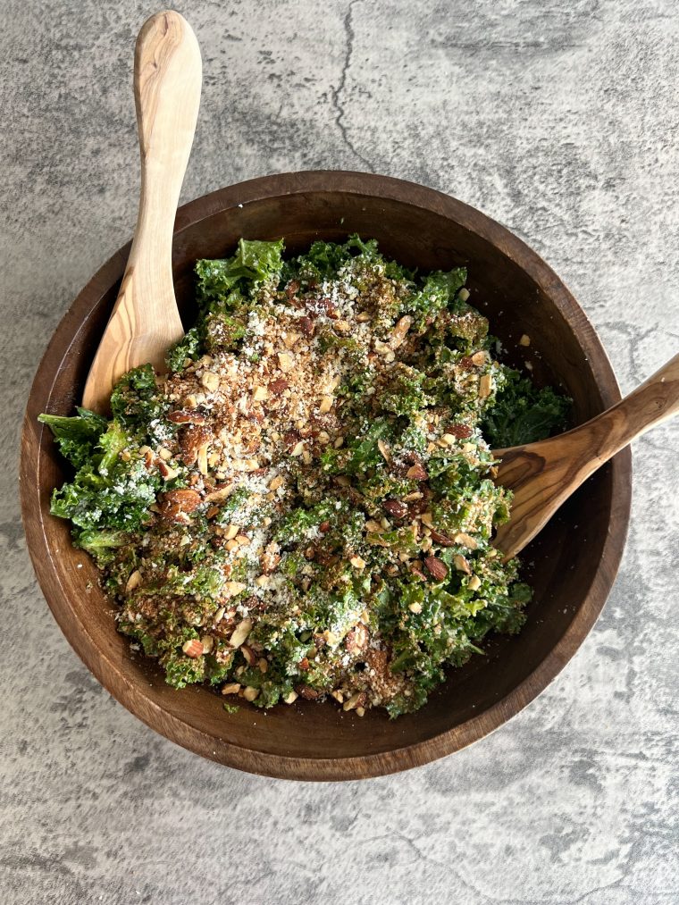Crunchy Parmesan Kale Salad - Something Nutritious