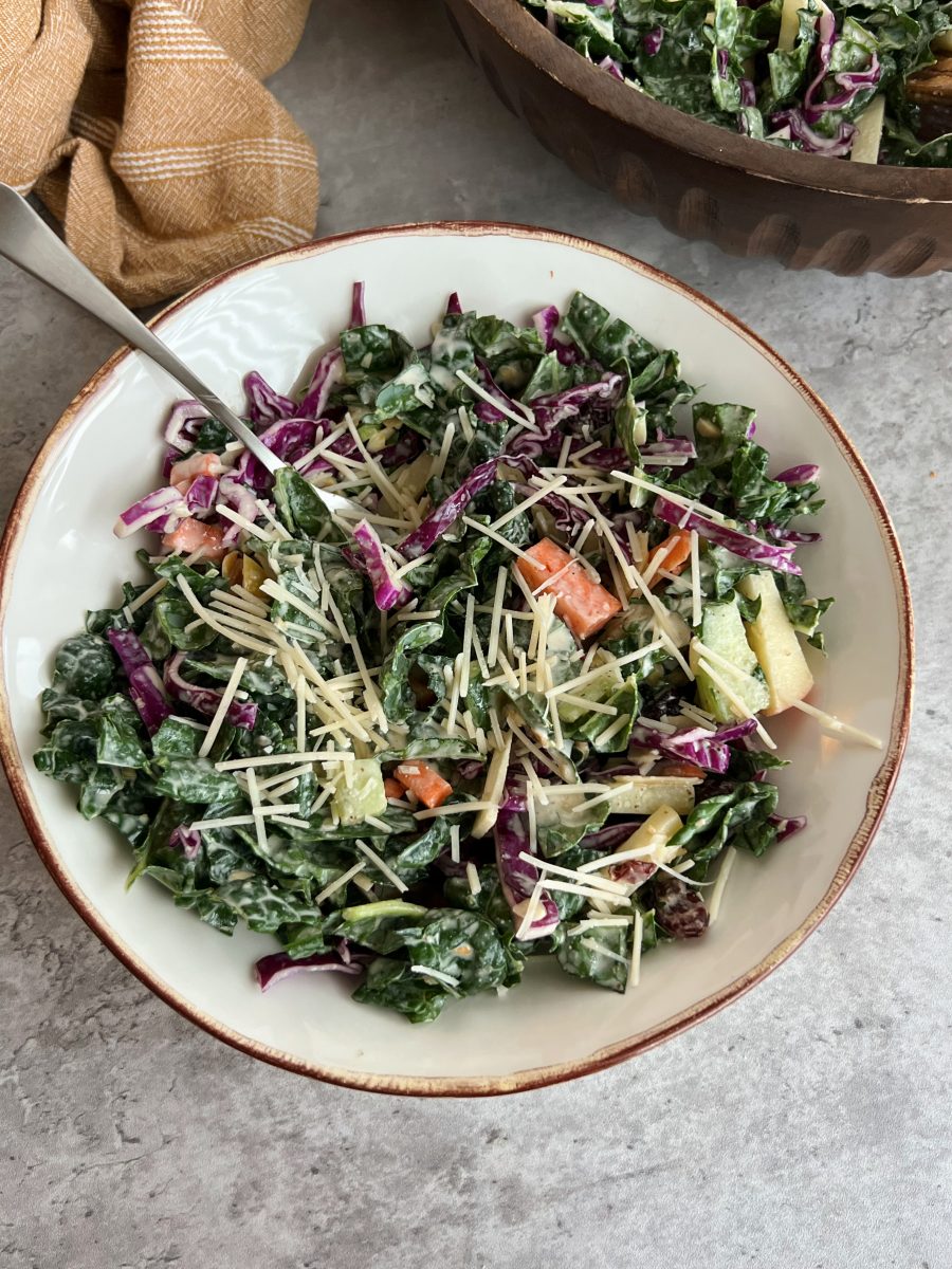 Chopped Kale Salad with Sesame Tahini Dressing - Something Nutritious