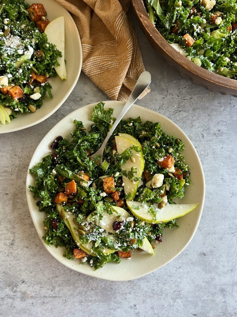 Kale Salad with Roasted Sweet Potato - Something Nutritious