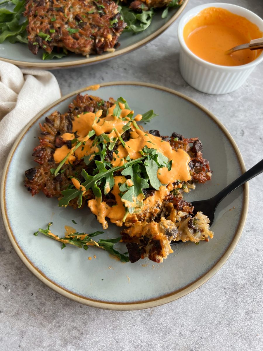 Balsamic Mushroom Rice Fritters - Something Nutritious