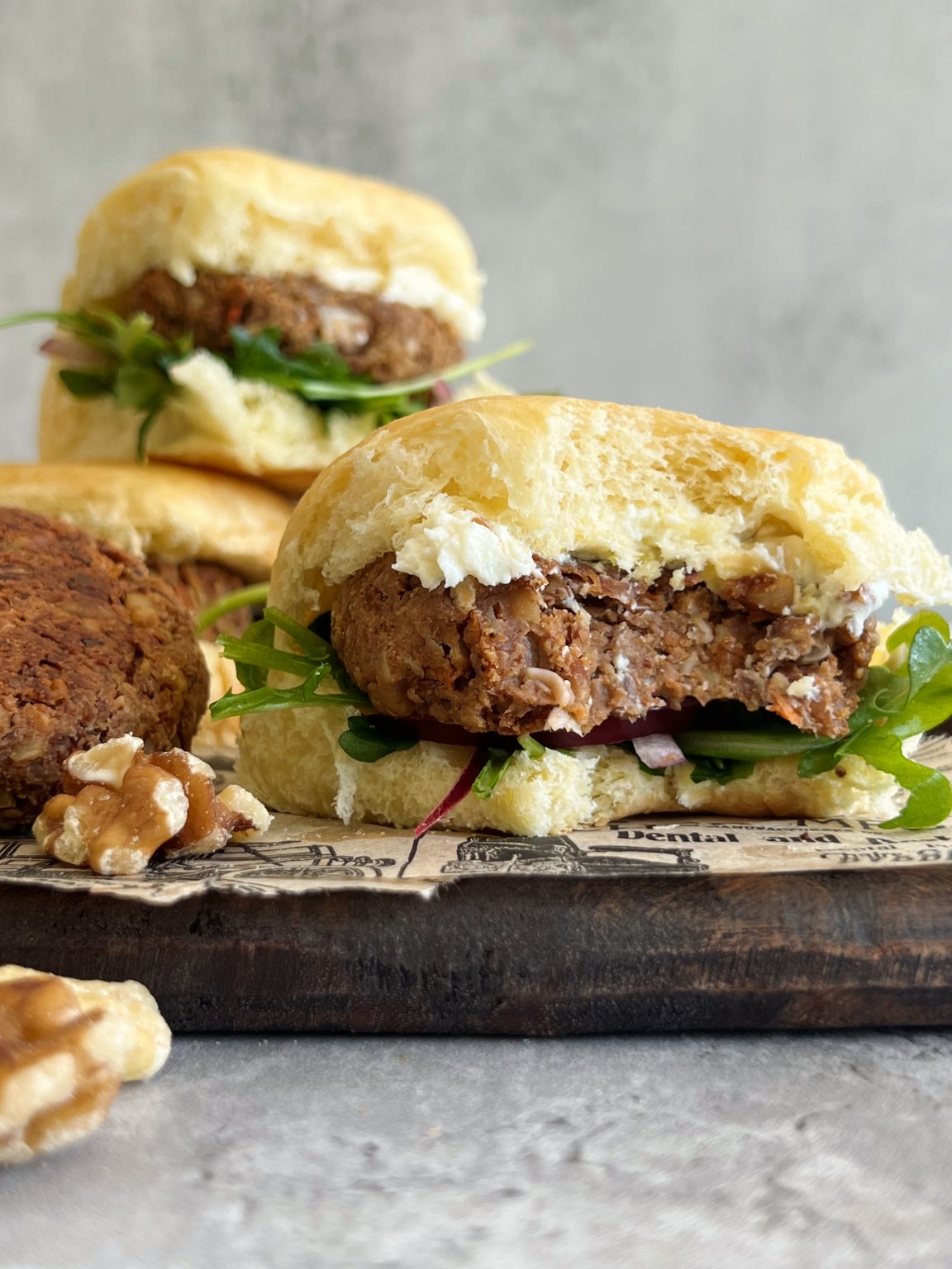 Walnut Lentil Veggie Burgers - Something Nutritious