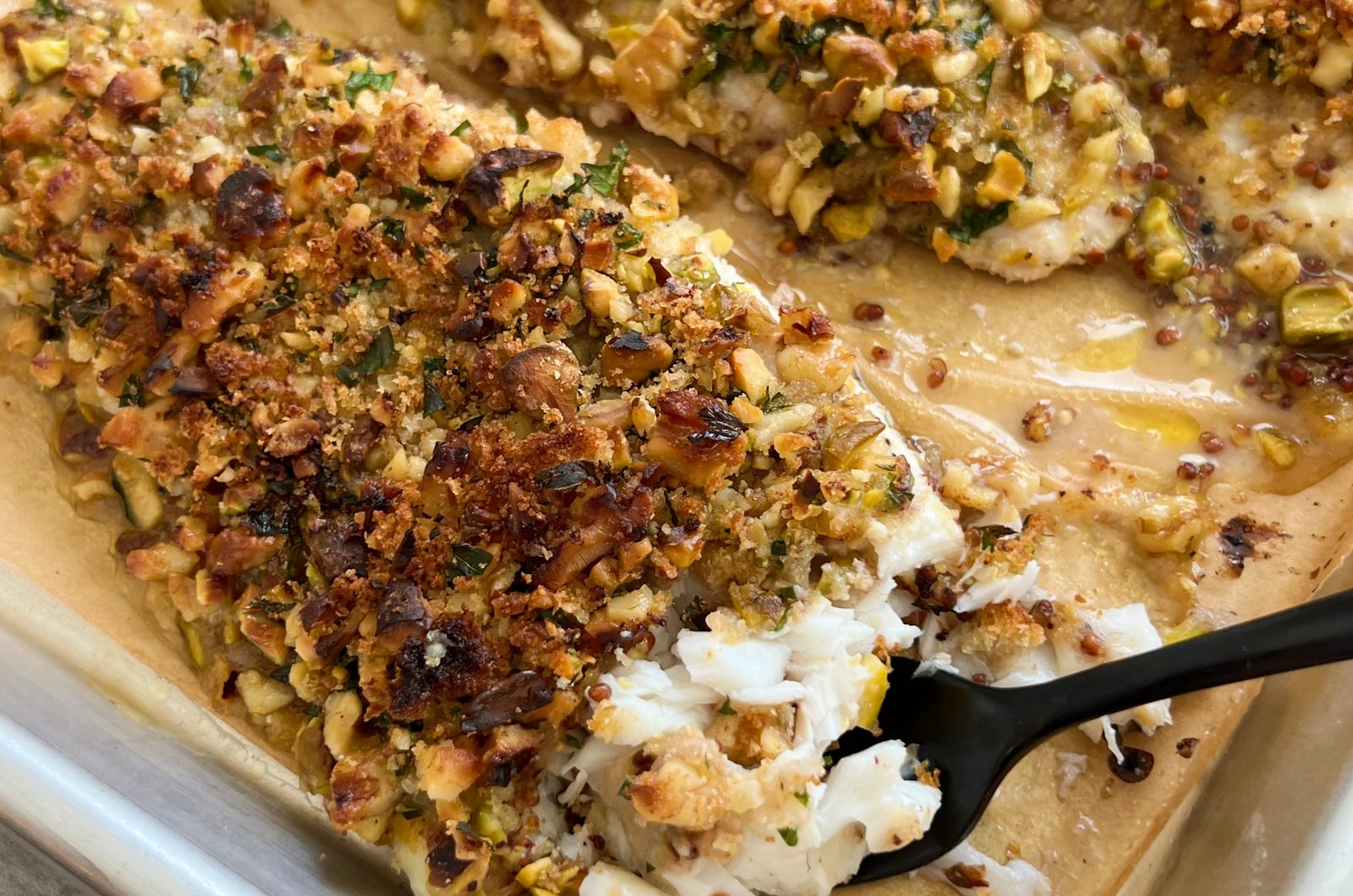 Walnut & Pistachio Crusted Flounder - Something Nutritious
