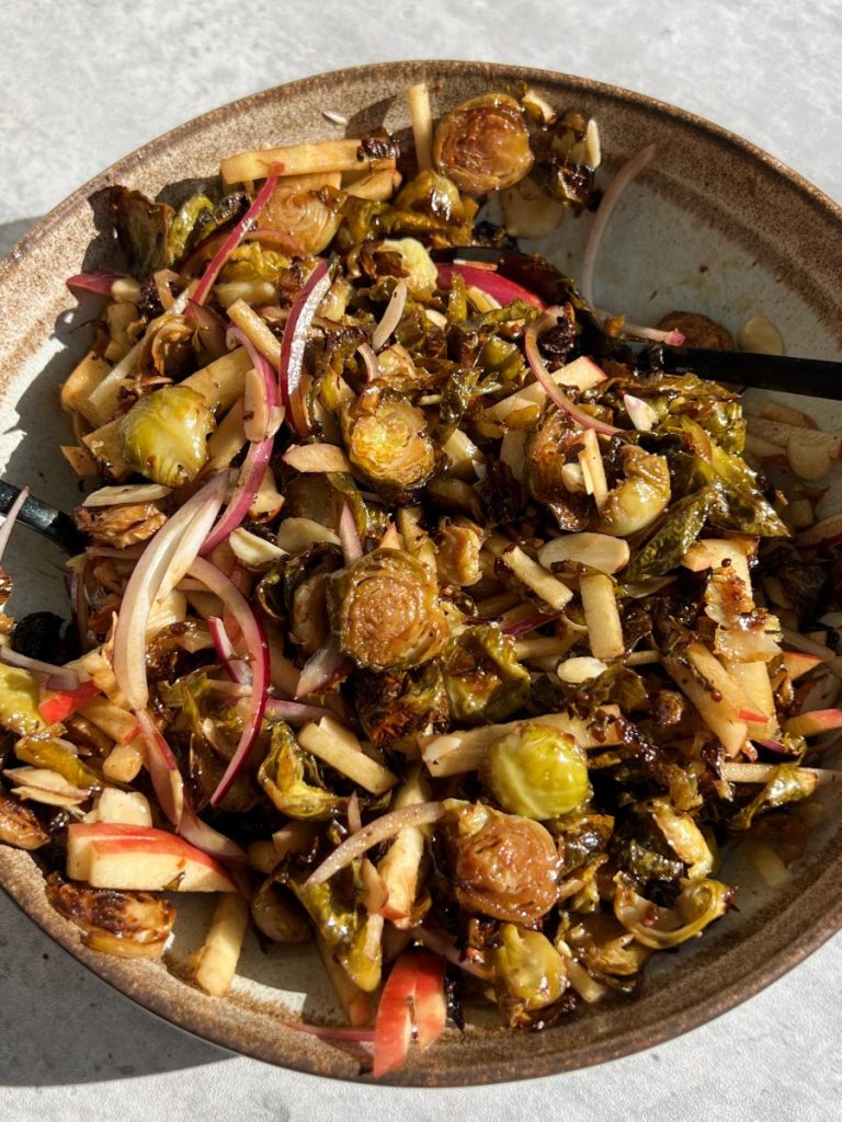 Roasted Brussels Sprouts Apple Salad - Something Nutritious