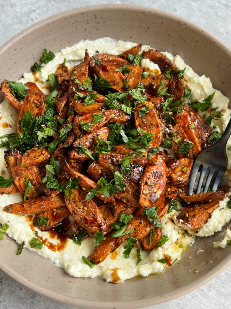 Za'atar Roasted Carrots with Feta Dip - Something Nutritious