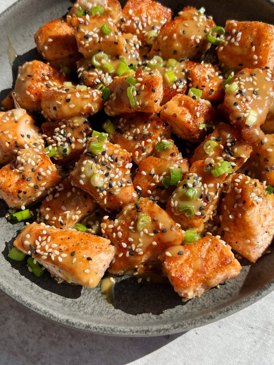 Tahini Maple Salmon Bites - Something Nutritious