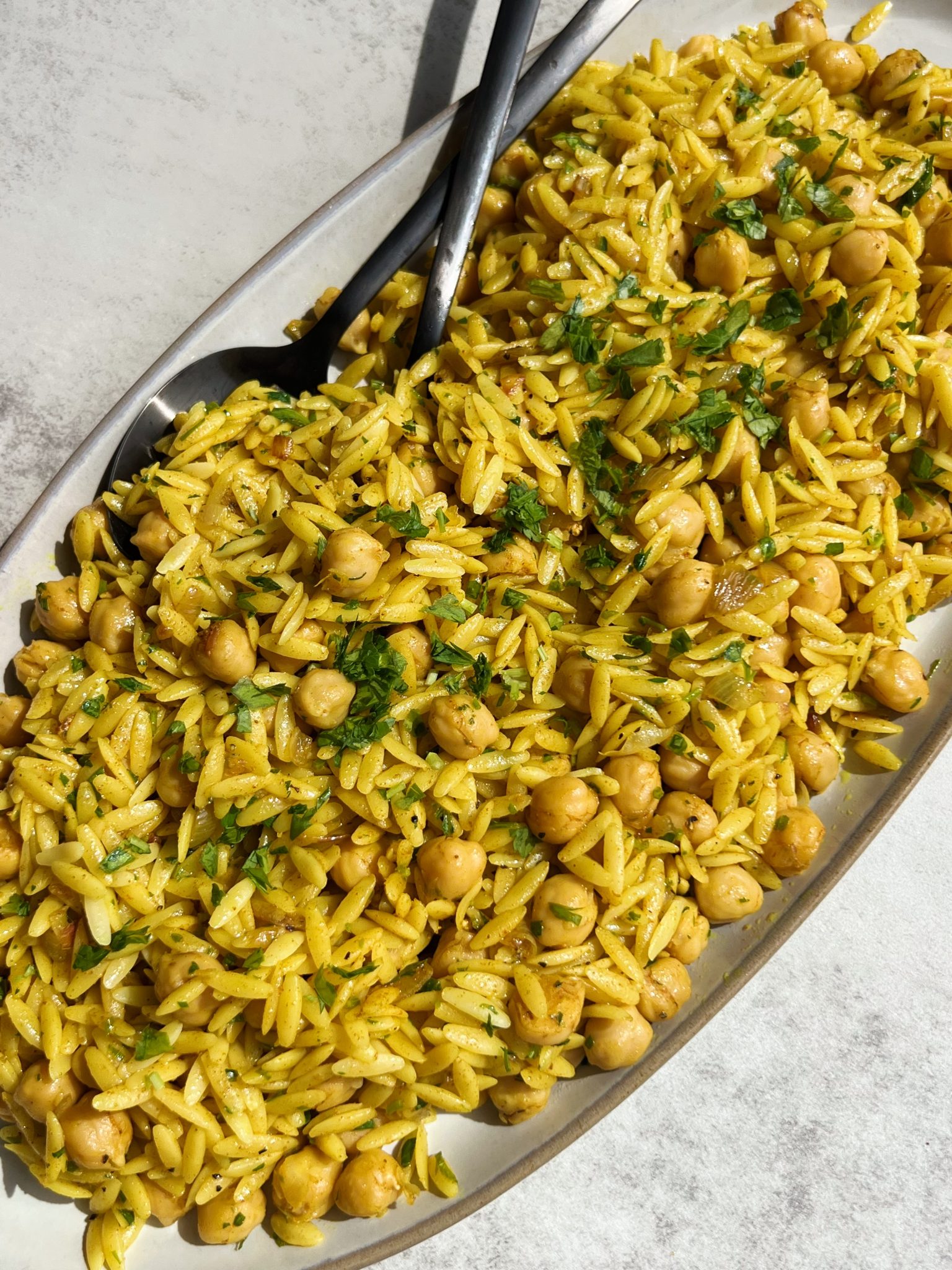 Spiced Orzo and Chickpeas - Something Nutritious