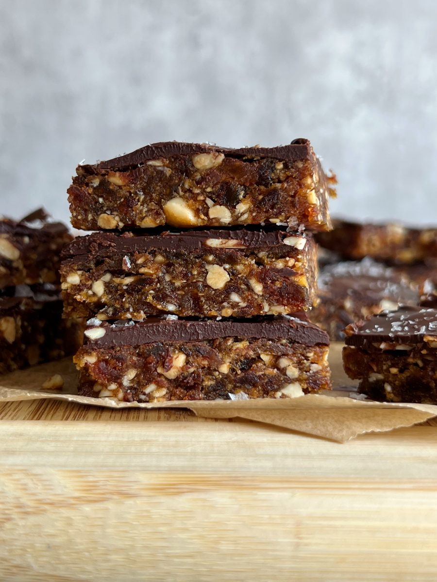 Dark Chocolate Date & Nut Bars - Something Nutritious