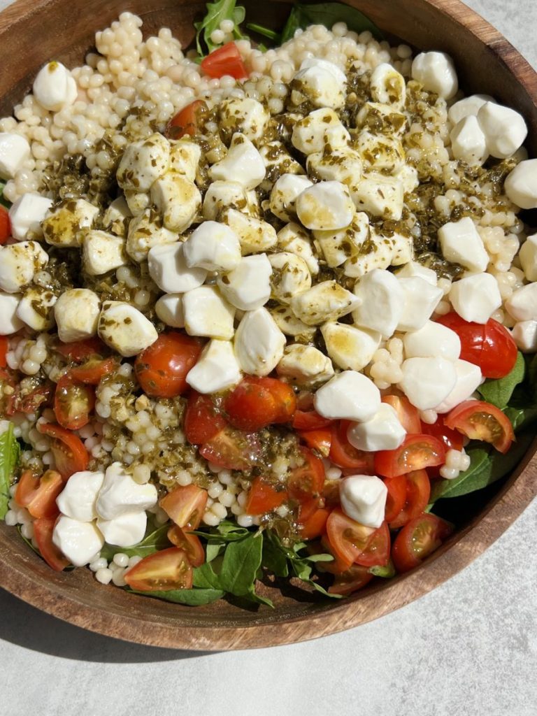 Pesto Pearl Couscous Salad - Something Nutritious