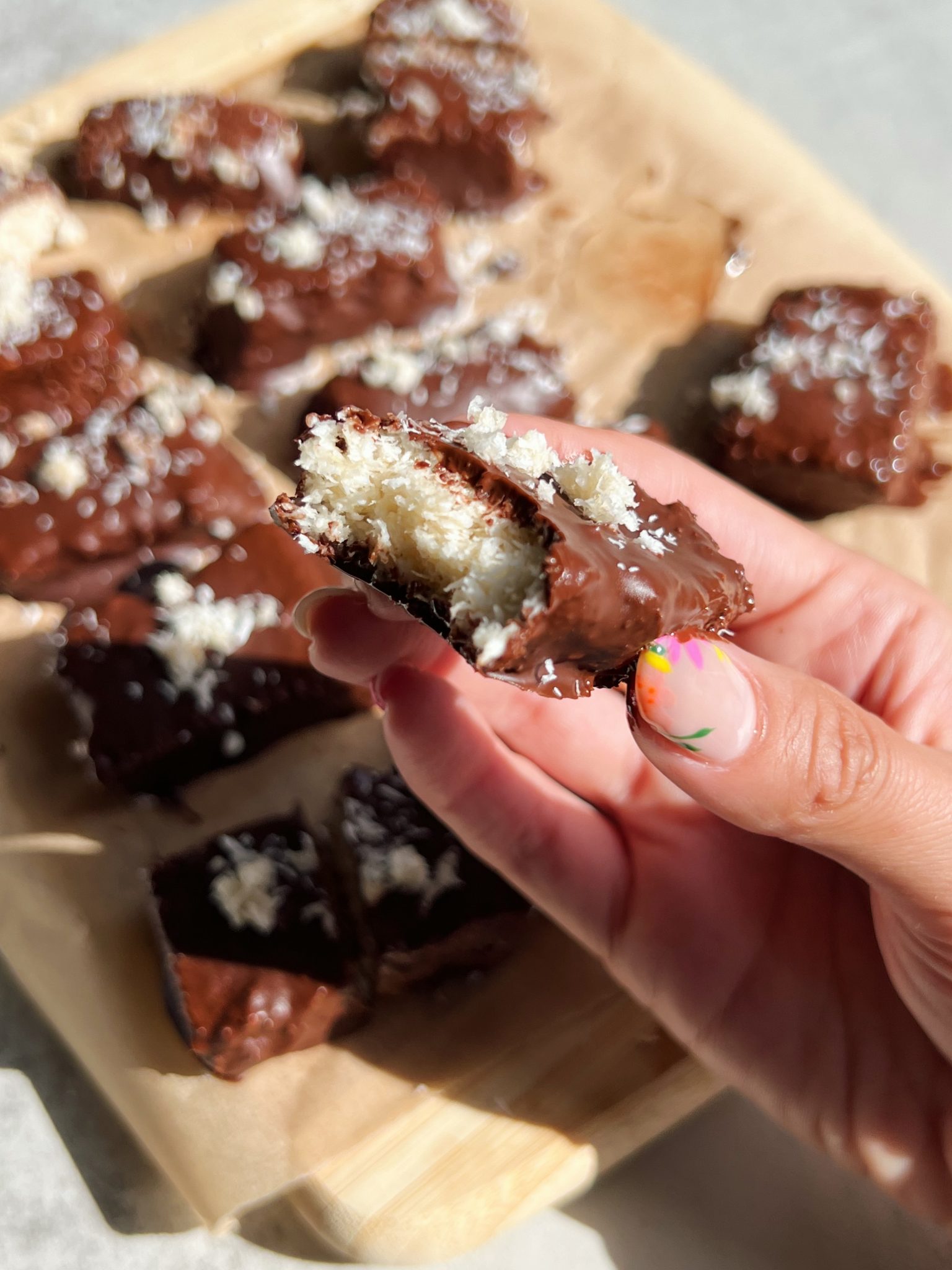 Dark Chocolate Coconut Bars - Something Nutritious