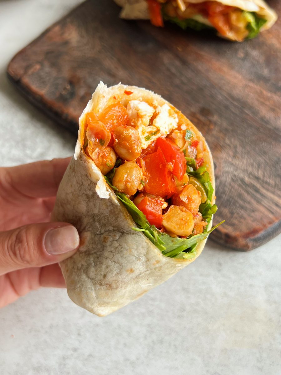 Harissa Chickpea Wraps - Something Nutritious