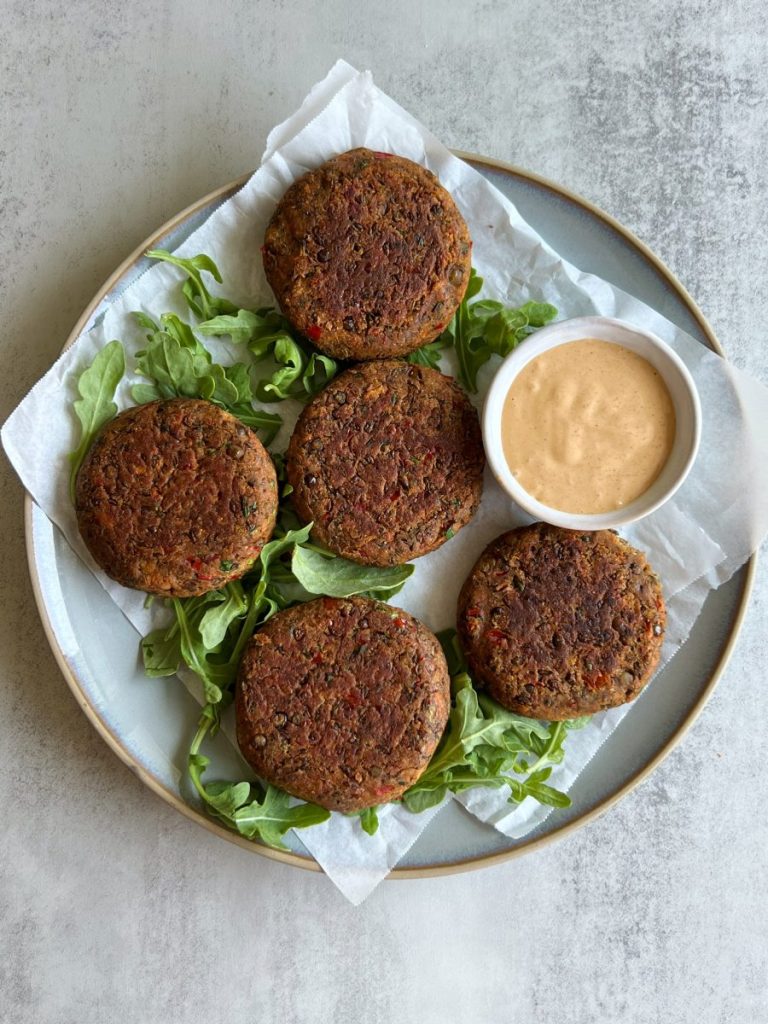 Harissa Lentil Burgers - Something Nutritious