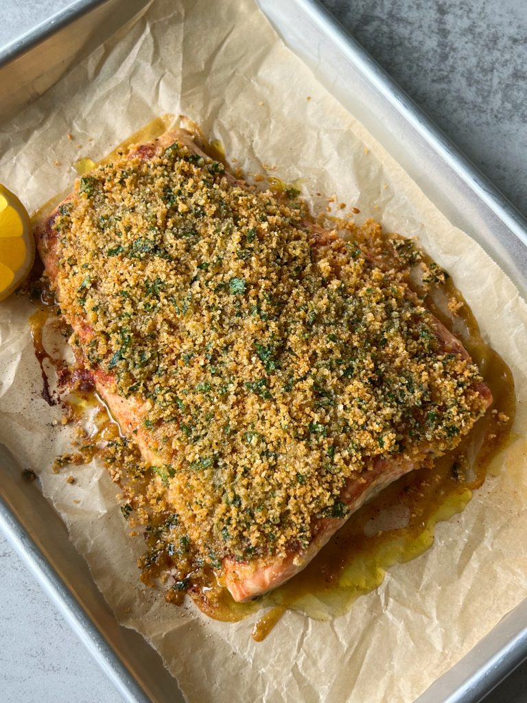 Honey Mustard Breaded Salmon - Something Nutritious