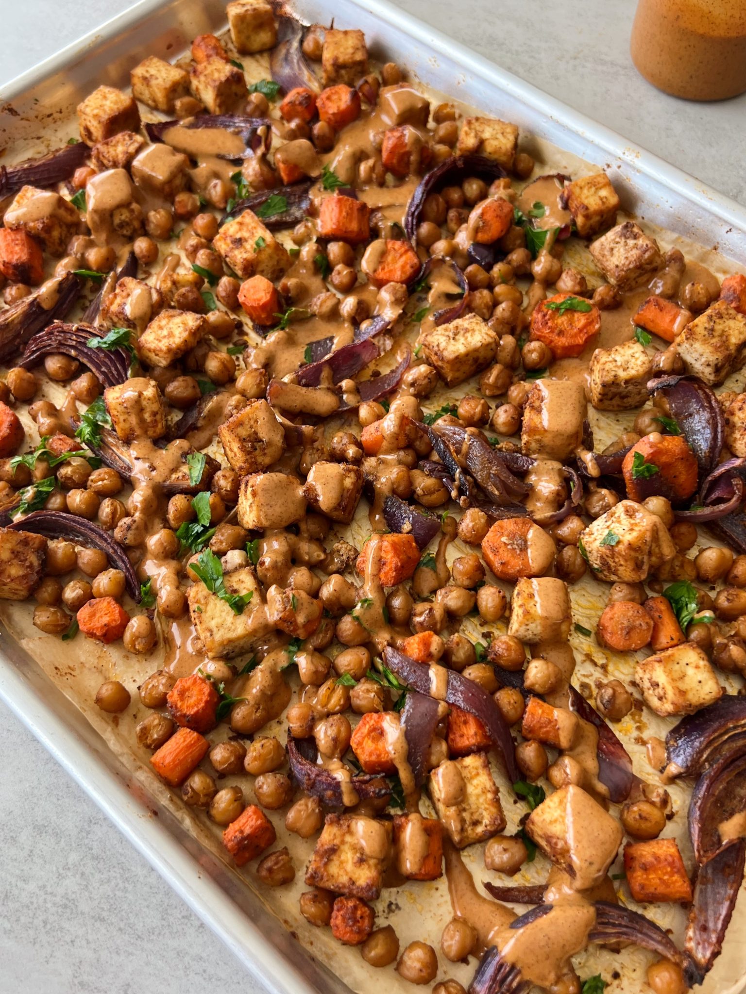 Sheet-pan Tofu and Veggies - Something Nutritious