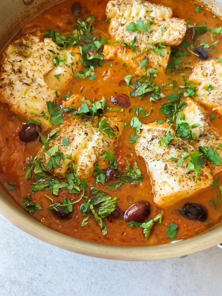 Poached Cod in Tomato Sauce - Something Nutritious