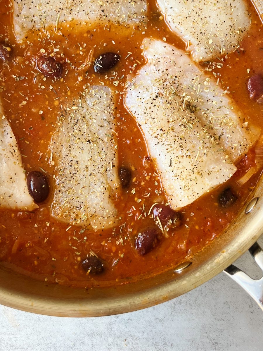 Poached Cod in Tomato Sauce - Something Nutritious