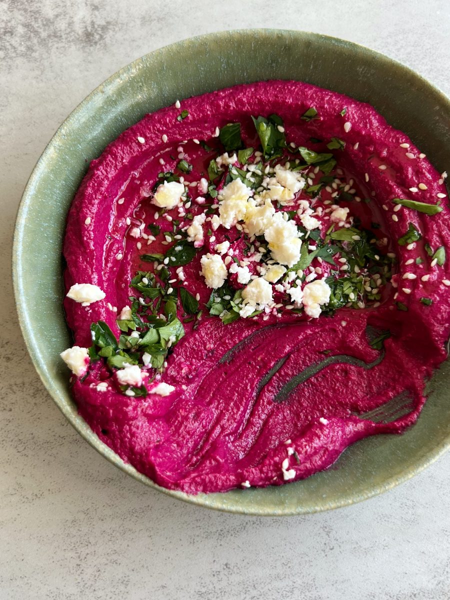 Beet Whipped Feta with Roasted Cauliflower - Something Nutritious