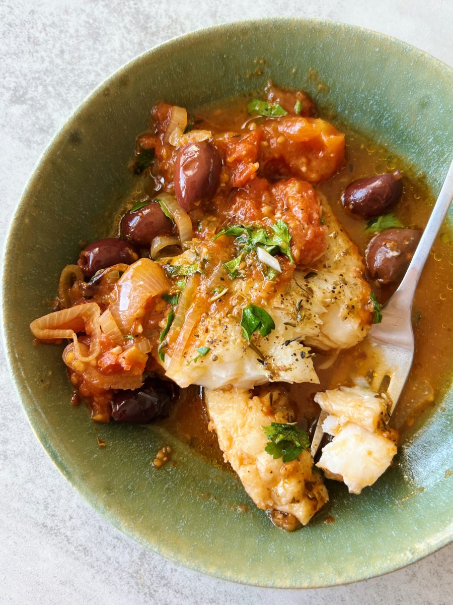 Poached Cod in Tomato Sauce - Something Nutritious