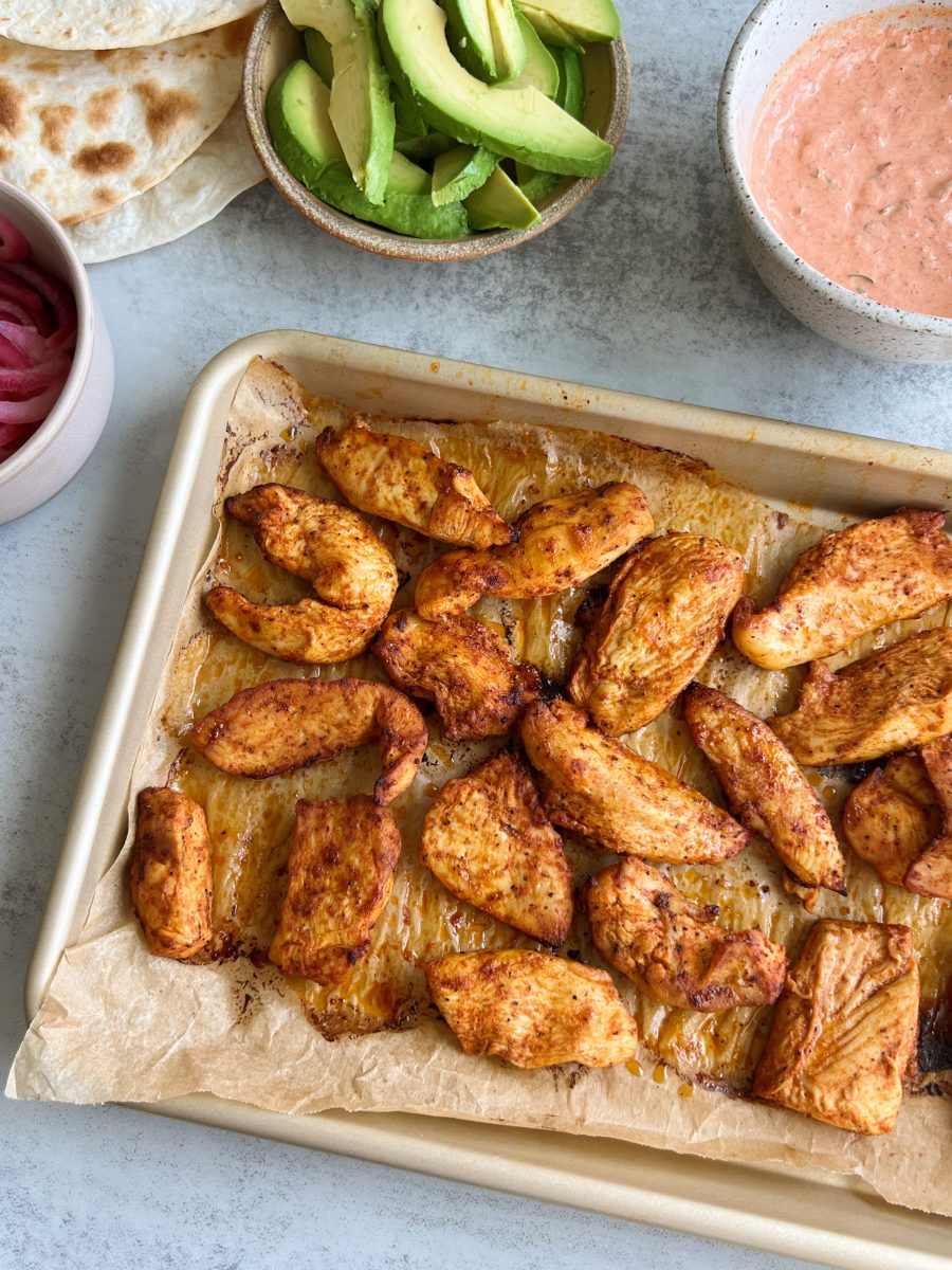 Avocado Chicken Wraps with Harissa Mayo - Something Nutritious
