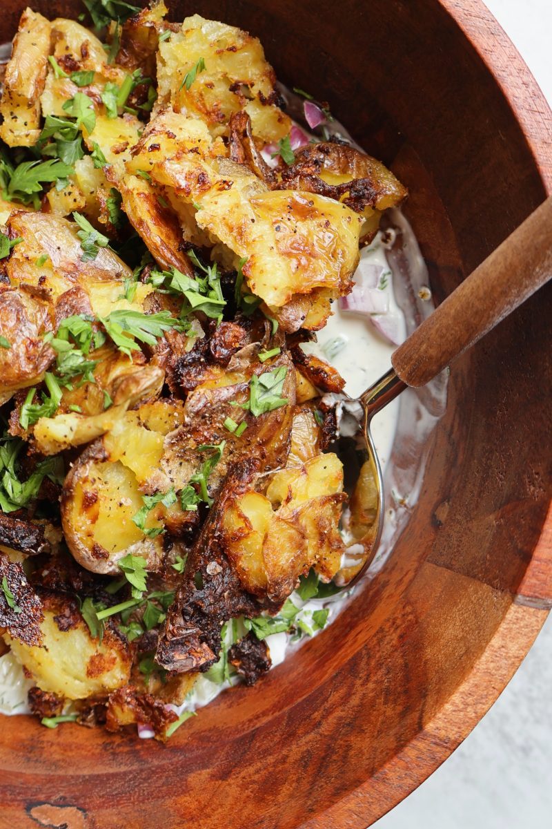 Smashed Potato Salad - Something Nutritious