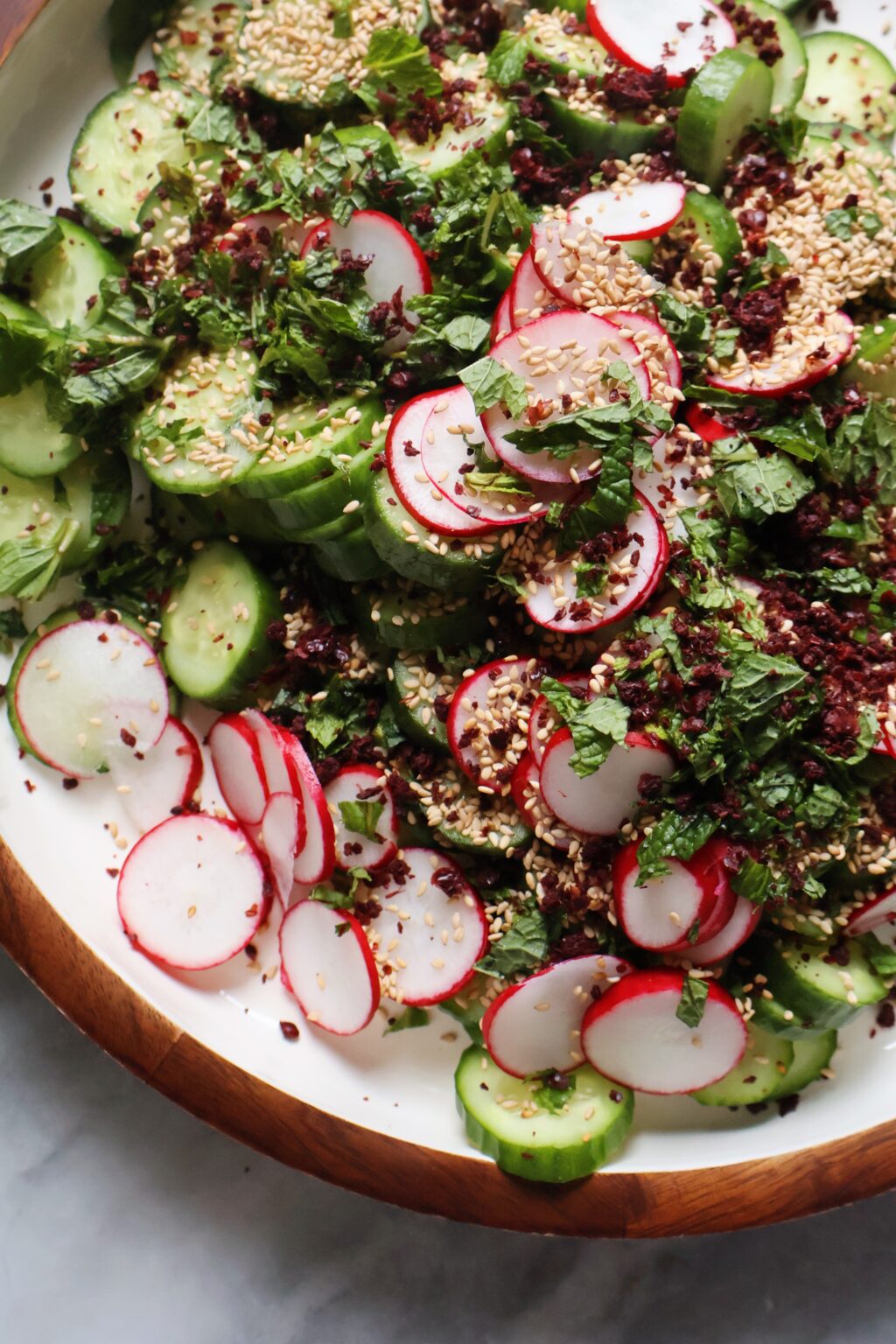 Cucumber Radish Sumac Salad - Something Nutritious