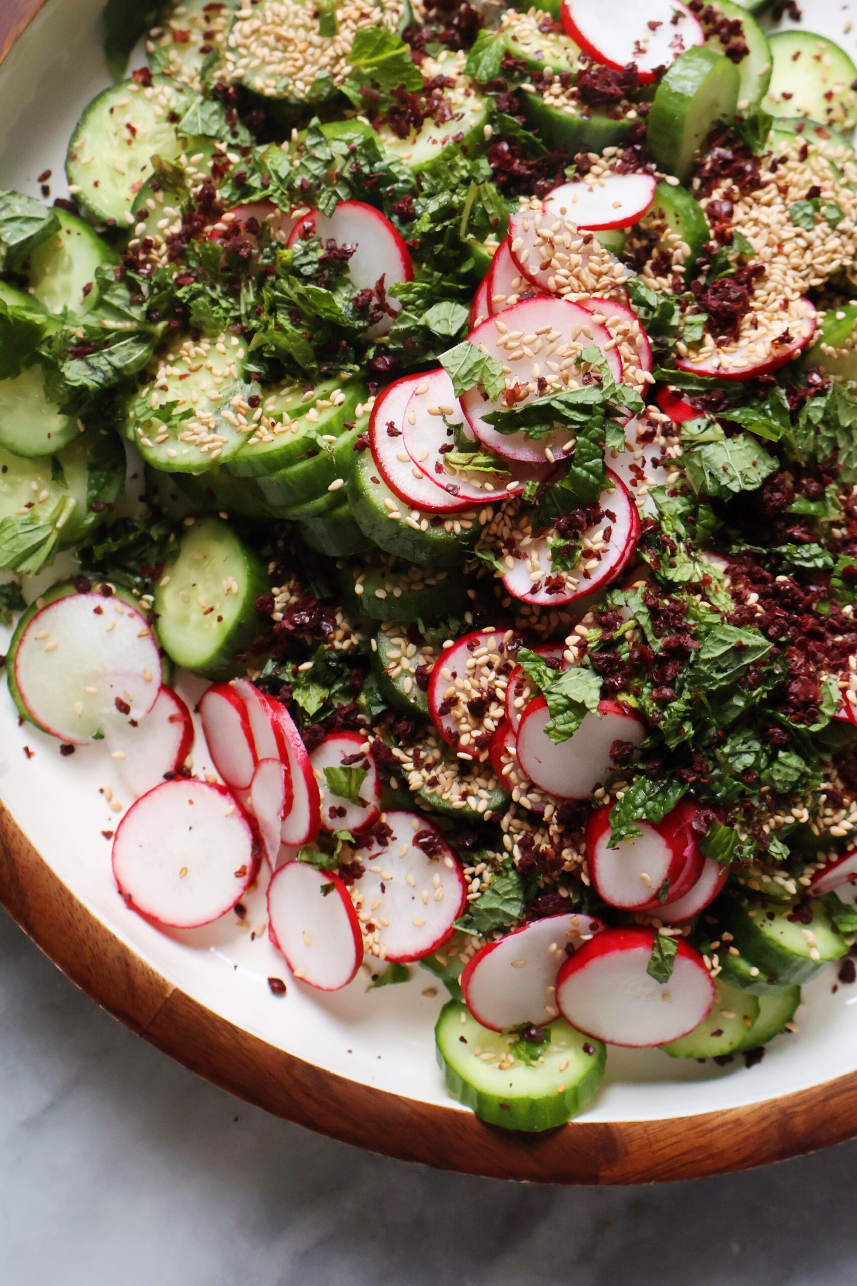 Cucumber Radish Sumac Salad - Something Nutritious