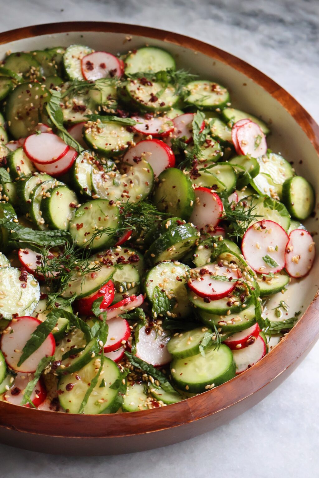 Cucumber Radish Sumac Salad - Something Nutritious
