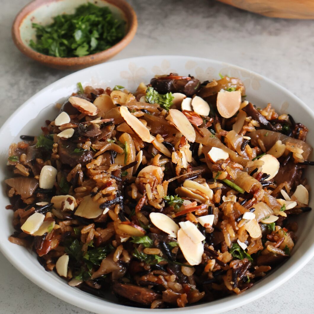 Crunchy Wild Rice with Balsamic Mushrooms - Something Nutritious