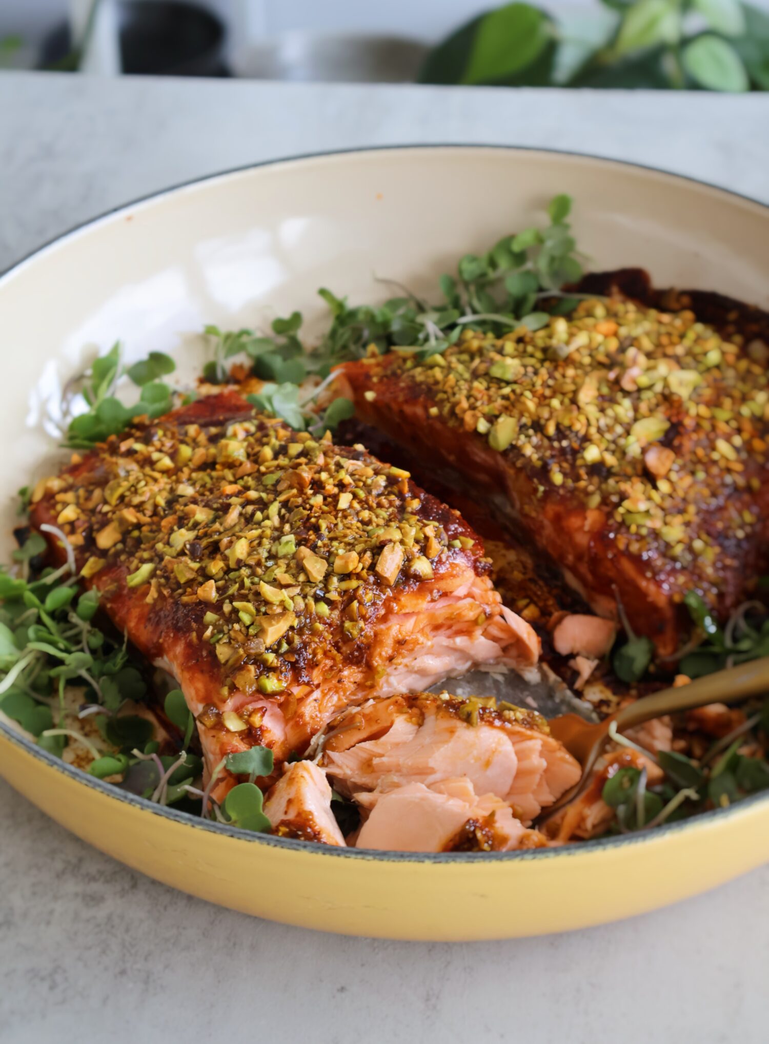 BBQ Pistachio Crusted Salmon - Something Nutritious