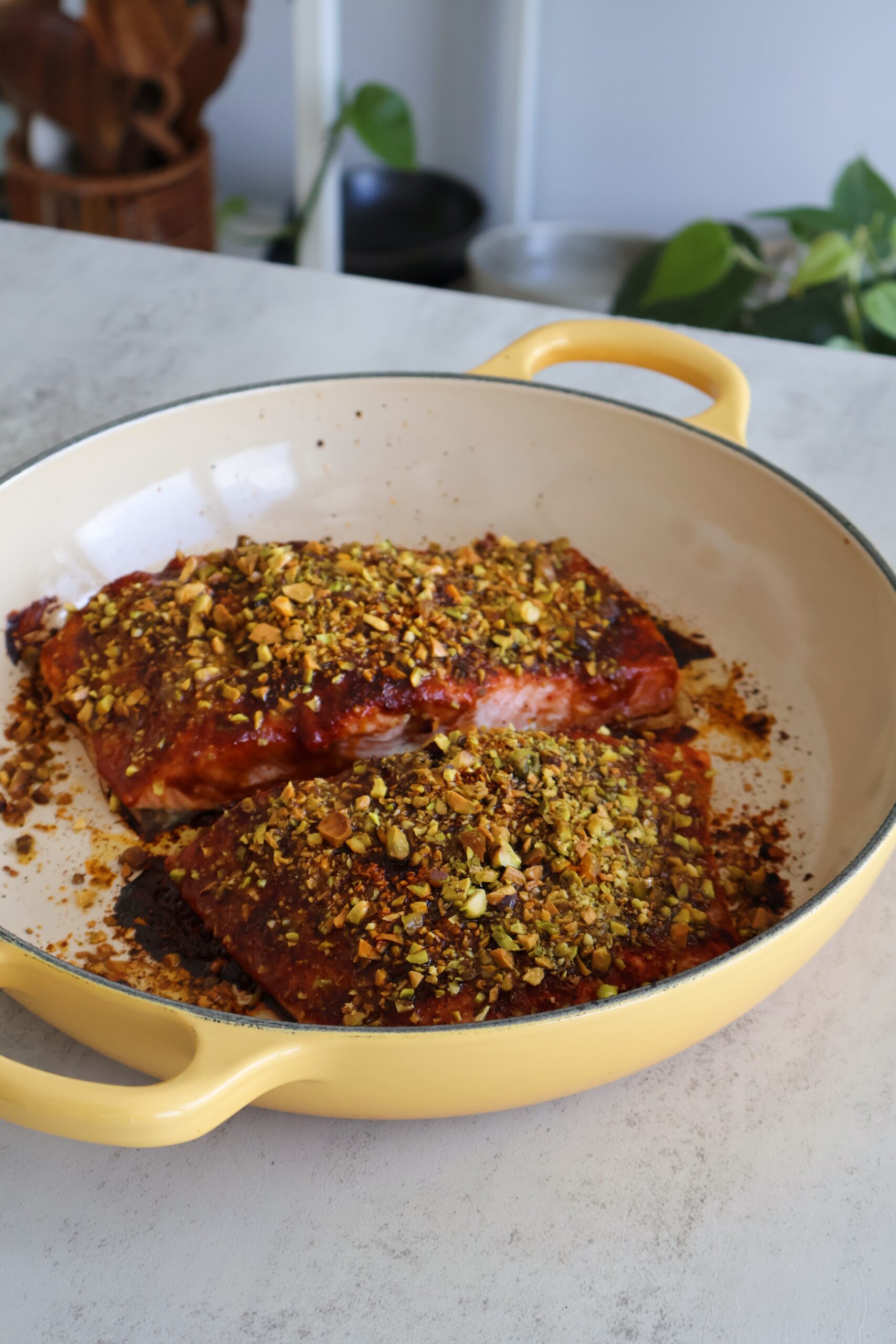 BBQ Pistachio Crusted Salmon - Something Nutritious
