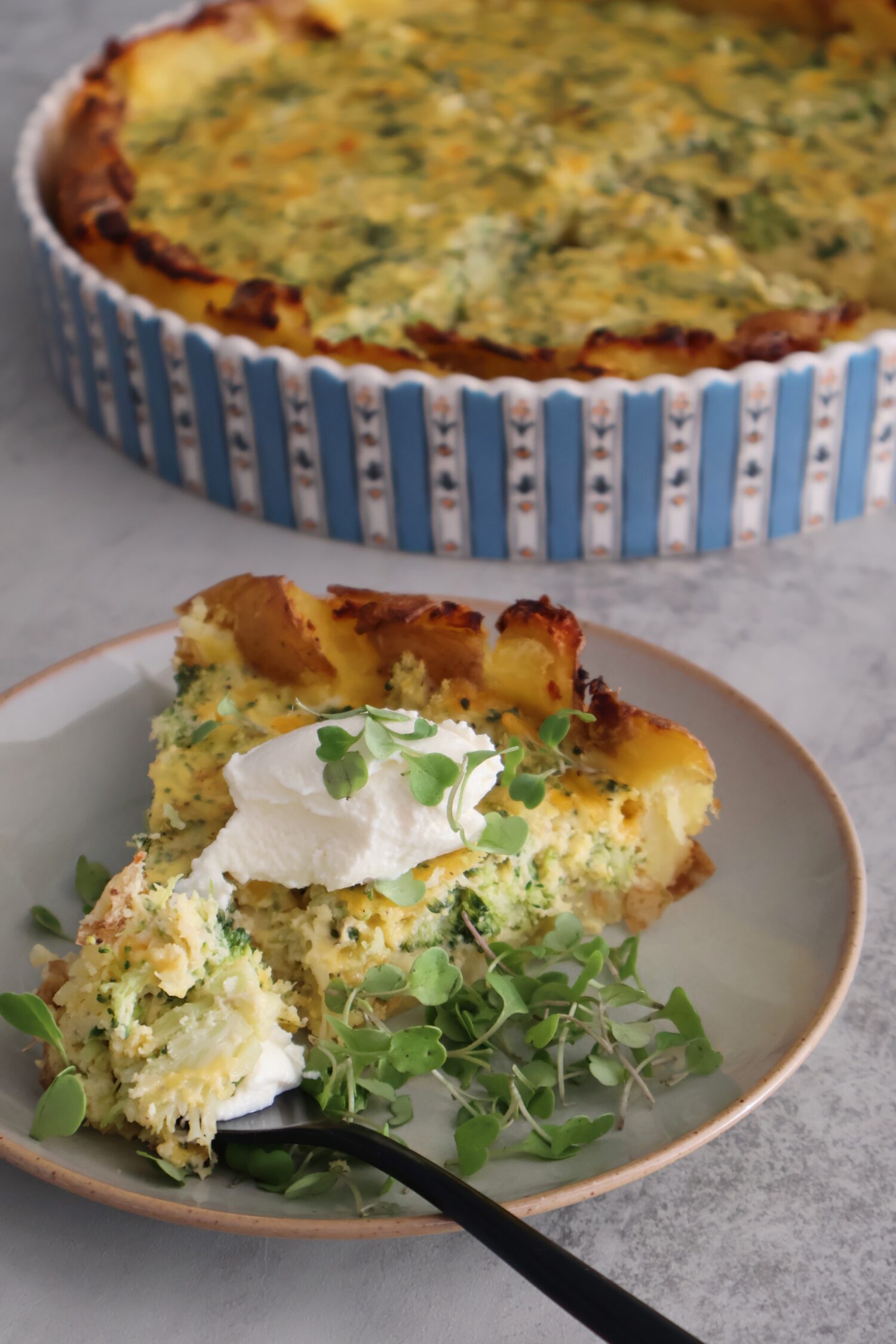 Smashed Potato Crusted Quiche - Something Nutritious