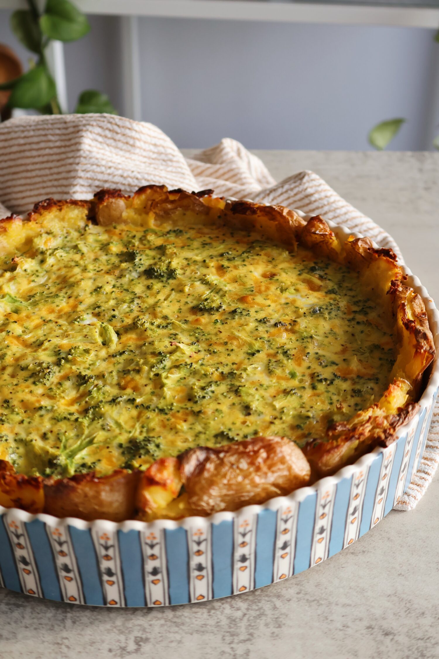 Smashed Potato Crusted Quiche - Something Nutritious