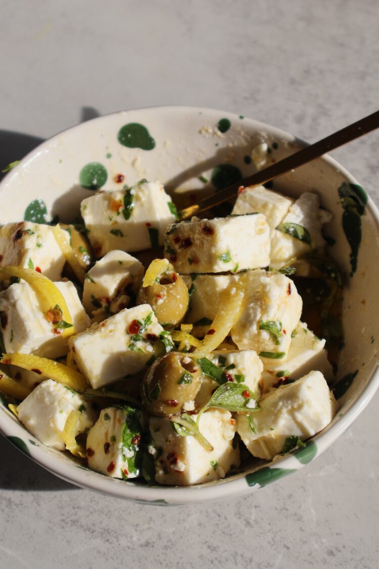 Lemon Herb Marinated Feta - Something Nutritious