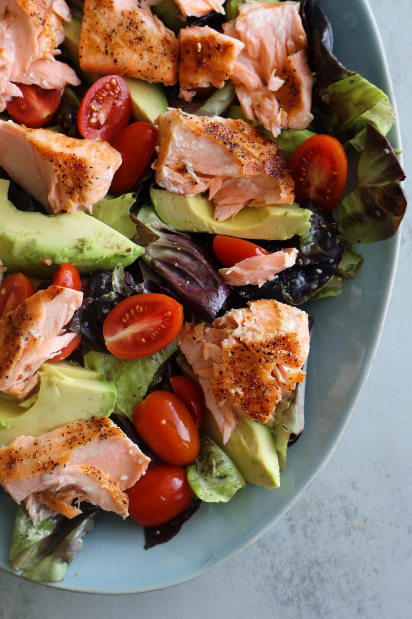 Grilled Halloumi Salad with Salmon - Something Nutritious