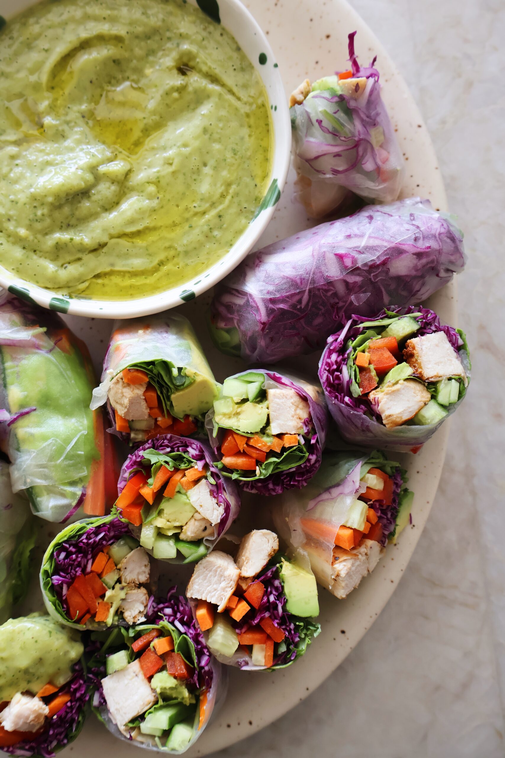 Grilled Chicken Avocado Summer Rolls - Something Nutritious